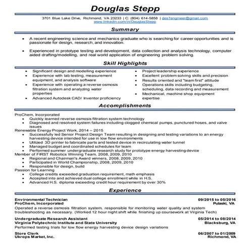 Douglas stepp resume 2017 | PDF
