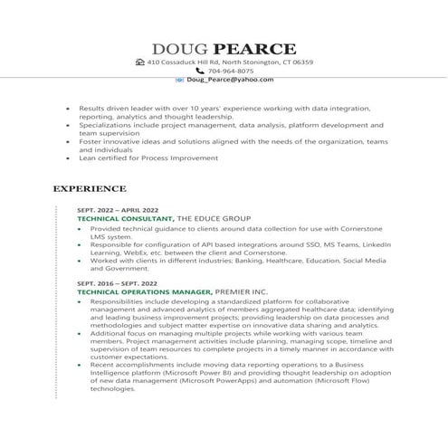 Doug Pearce - Resume | PDF