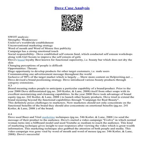 Dove Case Analysis | PDF
