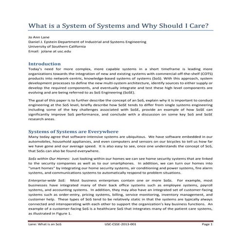Introduction to systems of systems | PPTX