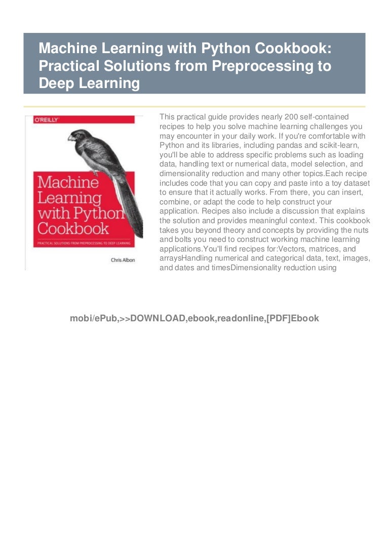 [DOWNLOAD^^][PDF]Machine Learning with Python Cookbook: Practical Sol…