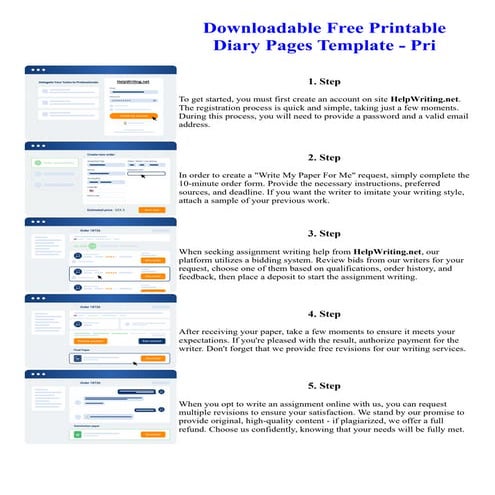 Downloadable Free Printable Diary Pages Template - Pri | PDF