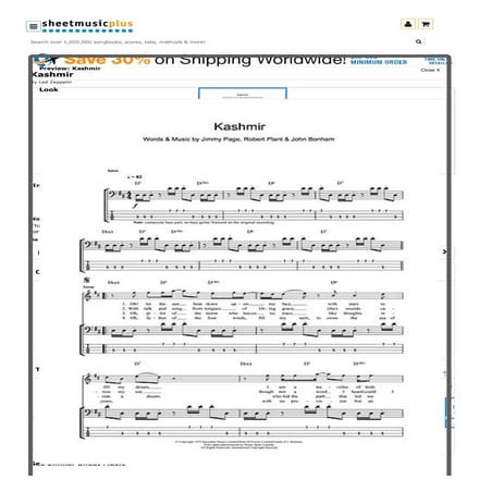 Download kashmir sheet music by led zeppelin sheet music plus | PDF