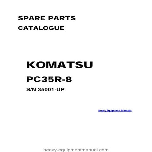 PC35R-8 Komatsu Hydraulic Excavator Parts Manual 35001-UP | PDF