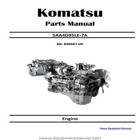 SAA4D95LE-7A KOMATSU ENGINE PARTS MANUAL SN 800001-UP (For PC138US ...