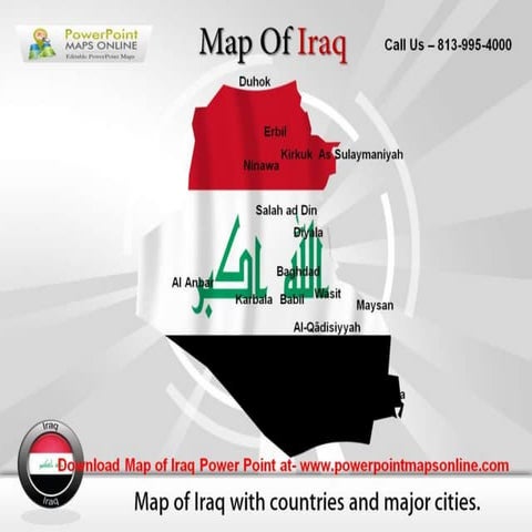 PowerPoint Template Map of Iraq | PPTX