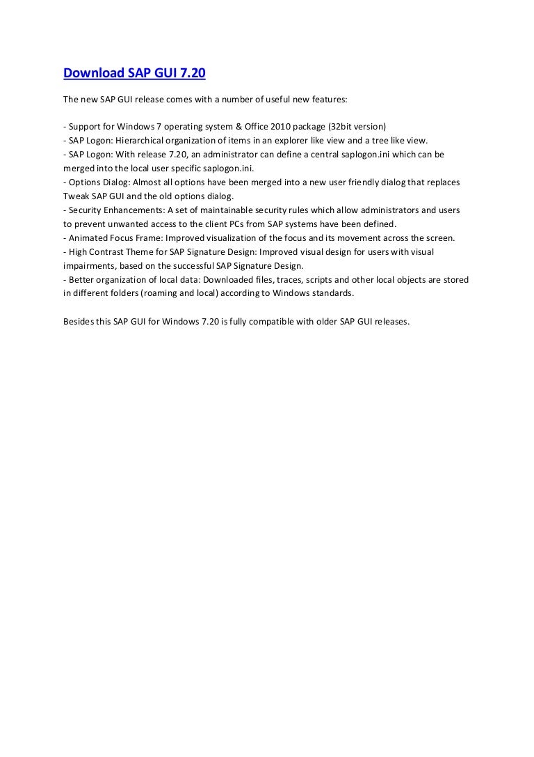 Sap gui 7.20 free download for windows - denissafe