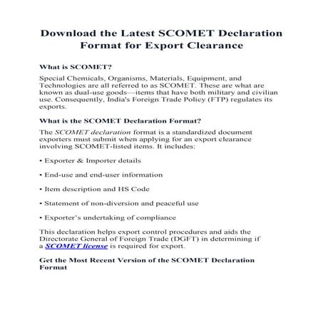 Download the Latest SCOMET Declaration Format for Export Clearance.pdf