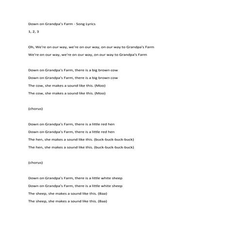 Down on grandpa's farm | DOCX