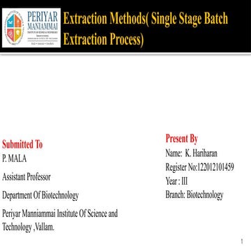 Downstream Process Technology - extraction methods | PPT