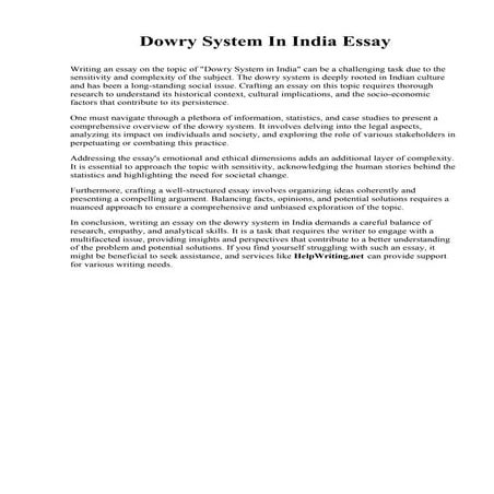 Dowry System In India Essay | PDF