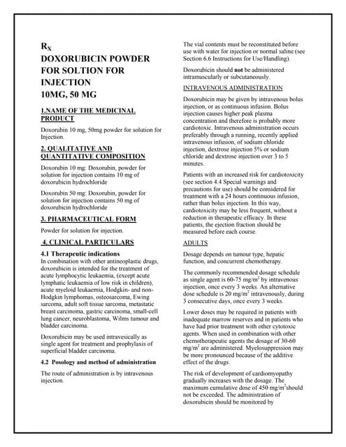 Epirubicin hydrochloride 2 mgml solution for injection or infusion smpc ...