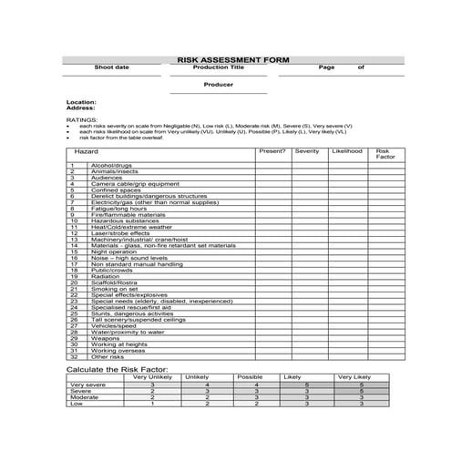 Risk assessment form - Bus | DOCX