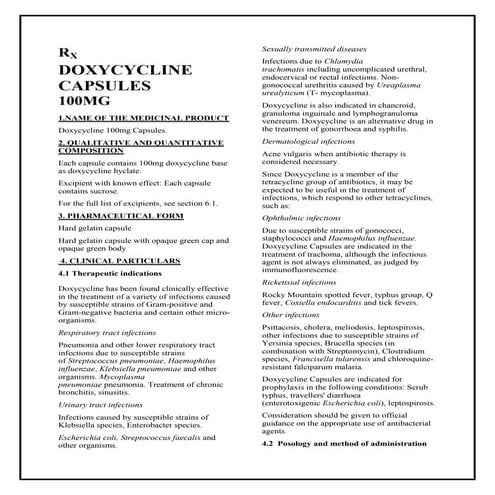 Doxycycline 100mg capsules smpc taj pharmaceuticals | PDF