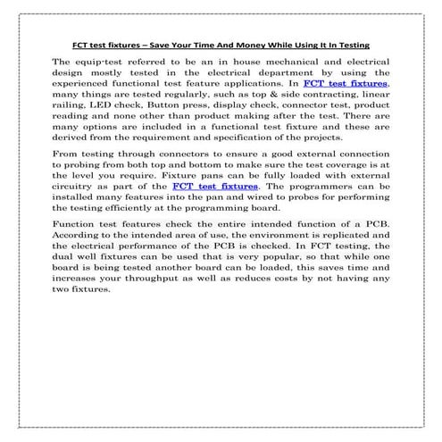 Fct test fixtures | PDF