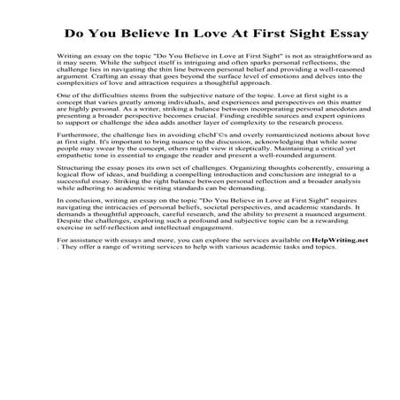 Love At First Sight Essay. Purchase College | PDF