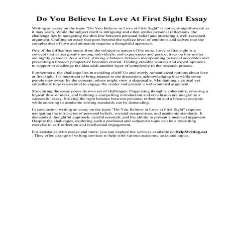 Do You Believe In Love At First Sight Essay | PDF