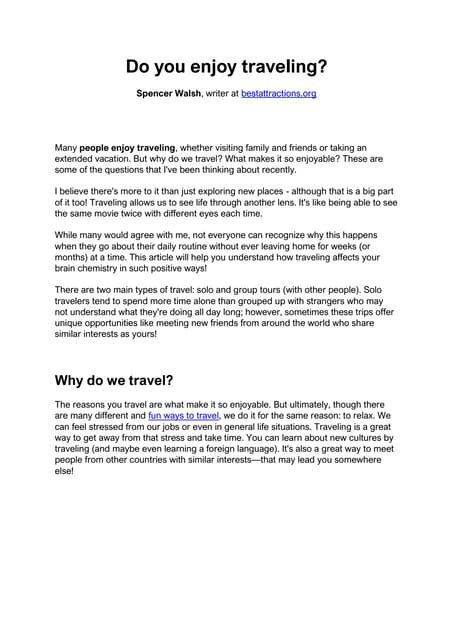 Why is traveling so important in life | PDF