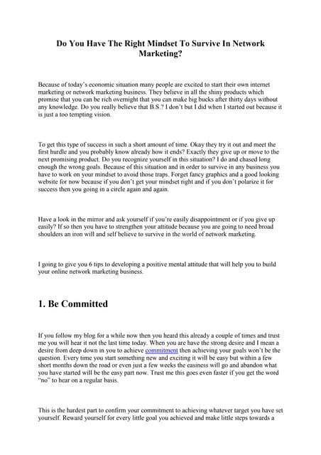 ABC's of Network Marketing Success | PPT | Marketing and Advertising ...