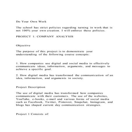 Do Your Own WorkThe school has strict policies regarding tur | DOCX