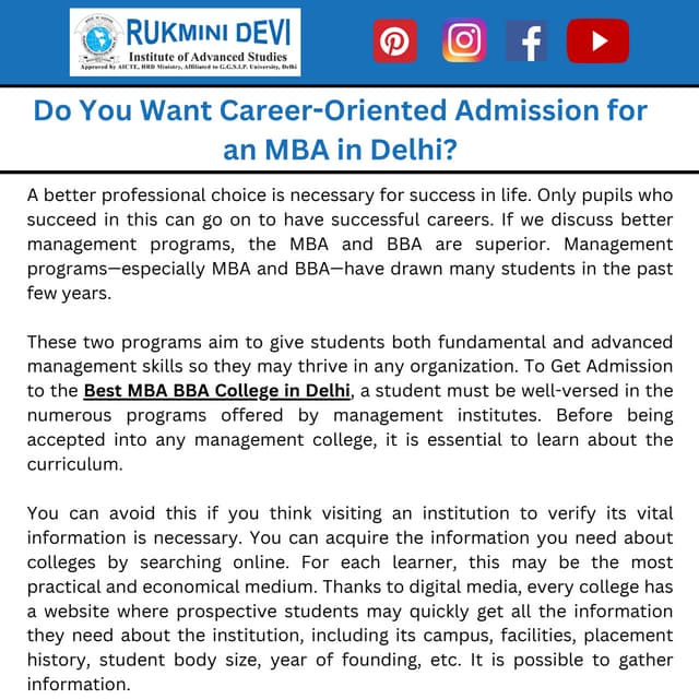 Do You Want Career-Oriented Admission for an MBA in Delhi.pdf | Professional School ...