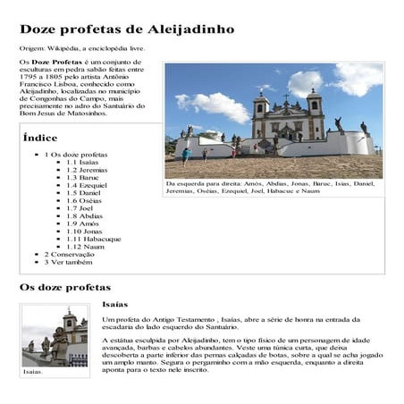 Doze profetas de aleijadinho | PDF