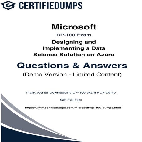 Crack the DP-100 Exam in 2025: Real Dumps, ML Practice Questions & Study Tips | PDF