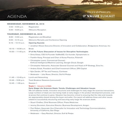 IP Value Summit 2018 - Agenda | PDF