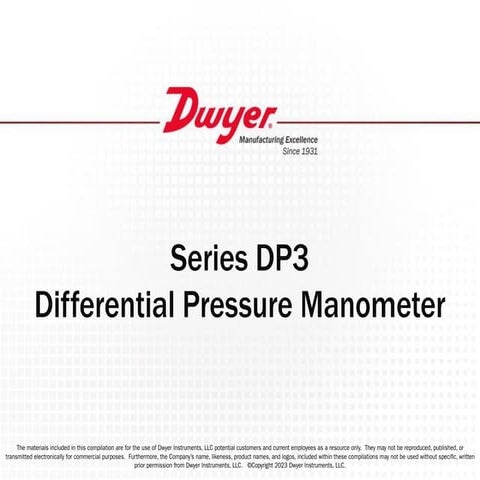 Series DP3 Wireless Differential Pressure Manometer | PDF