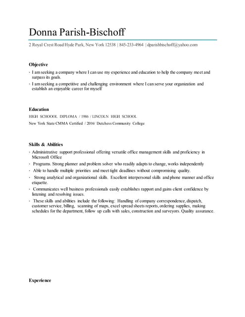 Donna Thomas resume | DOCX