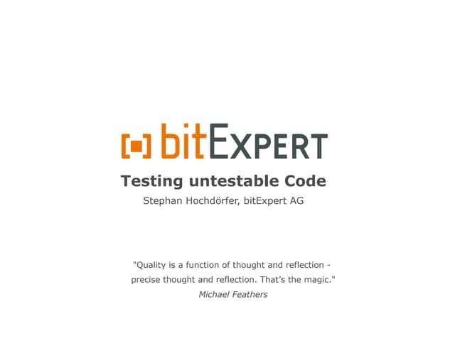 Testing untestable code - DPC10 | PDF Testing untestable code - DPC10 | PDF