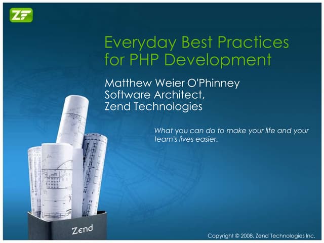 Best Practices With Zend Framework Matthew Weier O Phinney Ppt