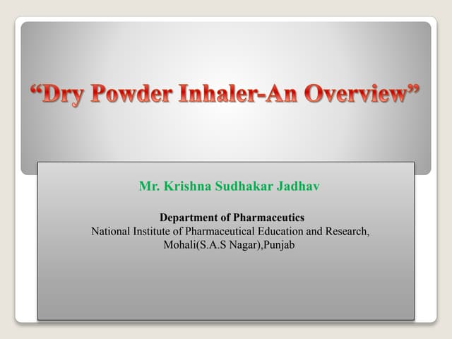 Metered Dose Inhalers ( MDIs) | PPTX