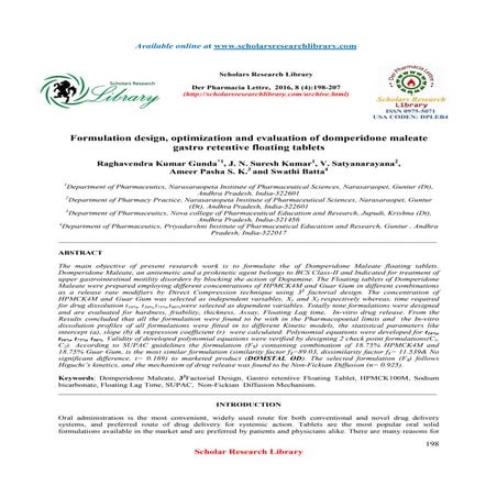 Formulation design, optimization and evaluation of domperidone maleate gastro retentive floating ...