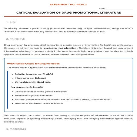 Evaluating Drug Promotional Literature: A Practical Guide (PH 10.2) | PDF