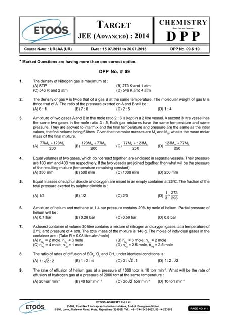 Dpp chemical equilibrium_jh_sir-3619 | PDF