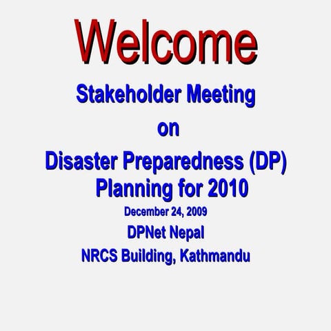 Dp planning for 2010 presentation on aintgdm 24_dec2009 | PPT | Disasters