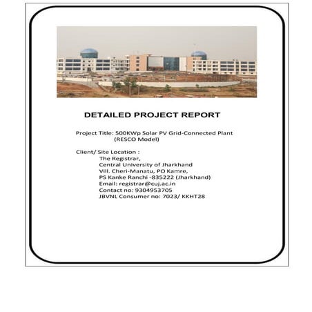 DPR - 500KWp Solar PV Grid Connected Plant for CUJ june 2023.pdf