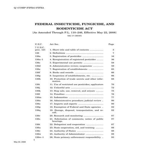 Federal Insecticide, Fungicide, and Rodenticide Act (FIFRA) | PDF