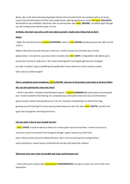 Band interview | DOCX