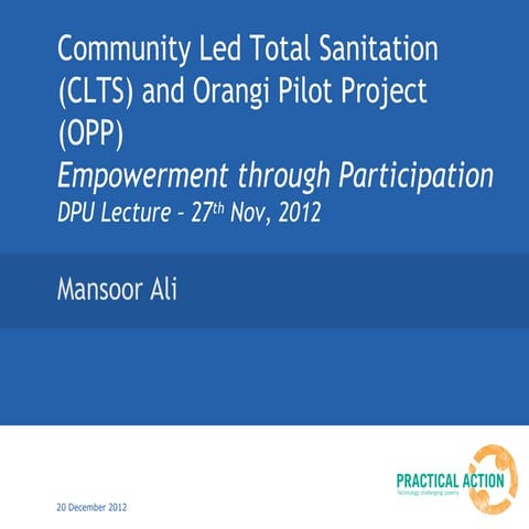 2012 Lecture on Community Led Sanitation | PPT