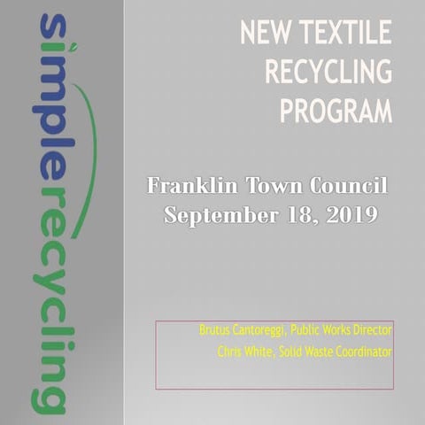 DPW Presentation: Textile Recycling | PDF