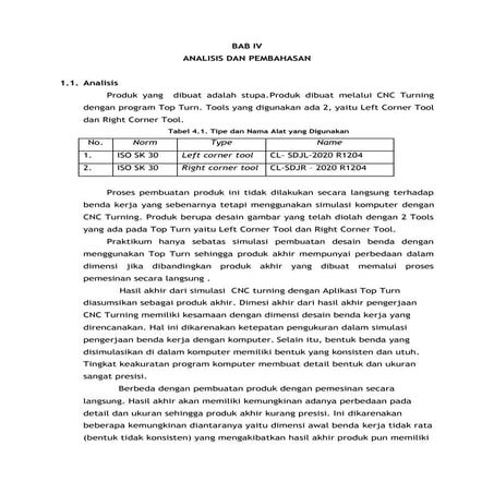 Bab iv cnc turning | PDF