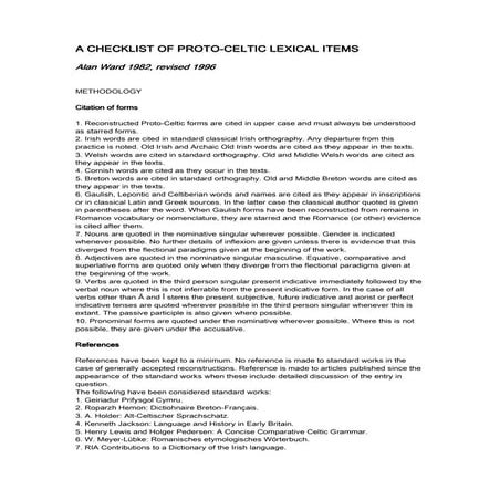20623905 a-checklist-of-proto-celtic-lexical-items | PDF