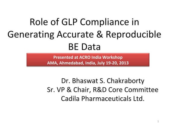 USFDA guidelines of glp for non clinical testing laboratories | PPTX