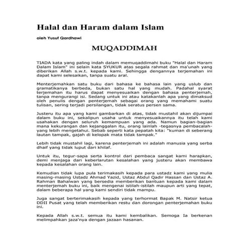 Halal dan Haram dalam islam by Dr. Yusuf Qardhawi | PDF