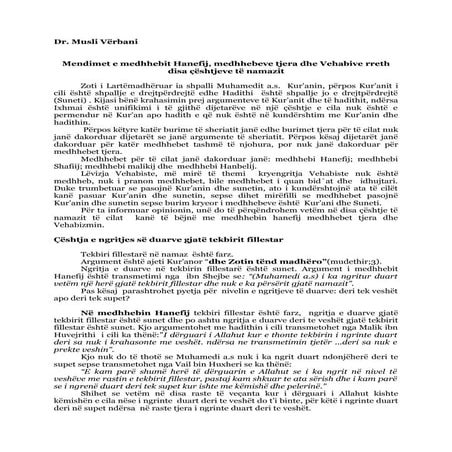 Dr. Musli Vërbani - Mendimet e medhhebit hanefij, medhhebeve tjera dhe ...