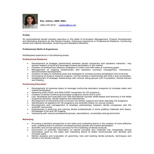 Dr. Rita Zakher Resume | PDF
