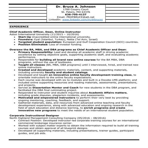 Dr Bruce A Johnson CV | PDF
