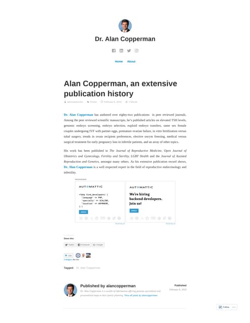 Dr. Alan Copperman - The Latest in IVF Technology | PPT